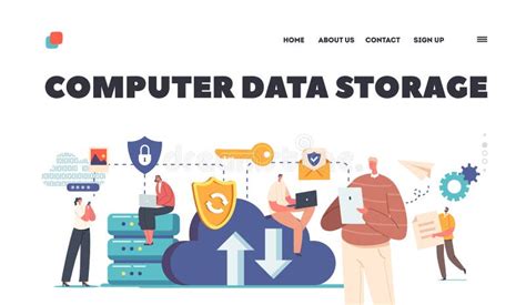 Computer Data Storage Landing Page Template Cloud Safety Internet