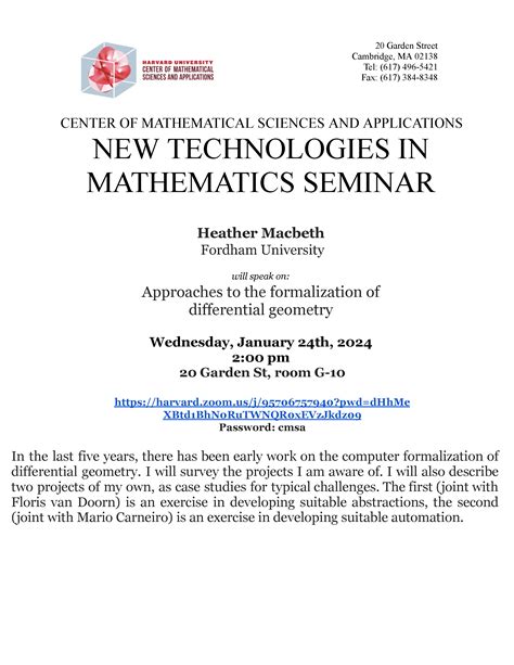 Approaches To The Formalization Of Differential Geometry Cmsa