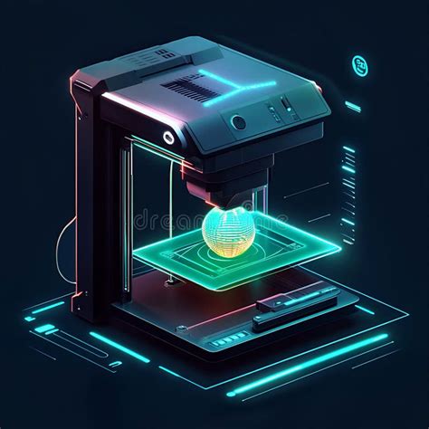 Modern 3d Printer Creating A Glowing Spherical Object In A Futuristic