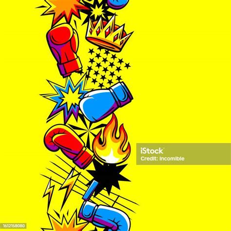 권투 아이템이 있는 패턴입니다 박스 클럽 그림입니다 만화 스타일의 스포츠 배경입니다 경쟁에 대한 스톡 벡터 아트 및 기타 이미지 경쟁 공연 국왕 Istock