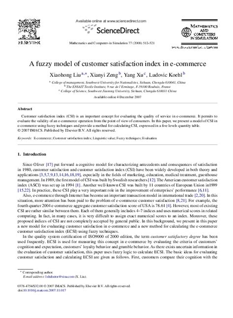 Pdf A Fuzzy Model Of Customer Satisfaction Index In E Commerce