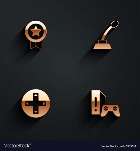 Set Game Rating With Medal Microphone Controller Vector Image