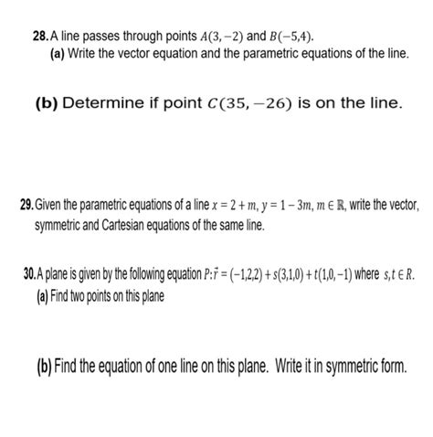 Solved 28 A Line Passes Through Points A 3 2 And B 5 4