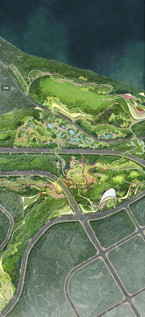 新ps山体公园彩平psd分层素材休闲森林公园景观规划彩平图psd素材 4829895247 花瓣网