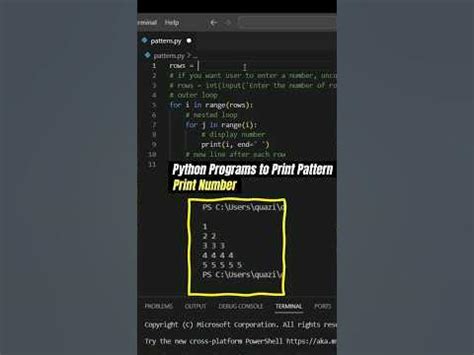 Print Number Pattern in Python #python - YouTube