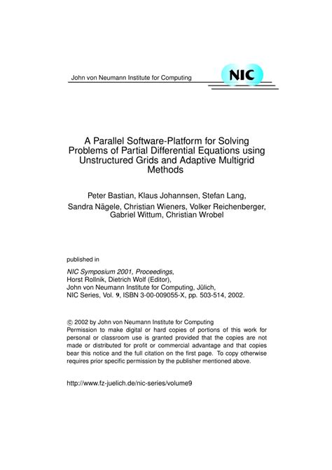 pdf a parallel software platform for solving problems of partial