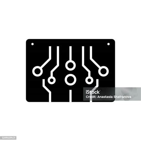 컴퓨터 회로 블랙 아이콘 컨셉 일러스트레이션 벡터 플랫 심볼 글리프 기호 0명에 대한 스톡 벡터 아트 및 기타 이미지 0명