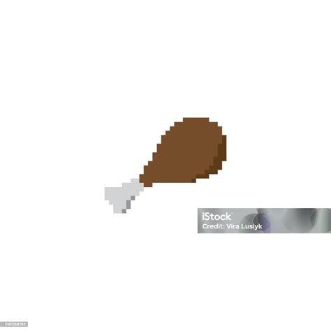 Chicken Leg Pixel Art Icon Fast Food Pixel Element For 8 Bit Game Stock