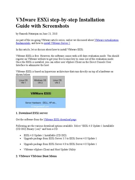 Vmware Esxi Step By Step Installation Guide With Screenshots Pdf Distributed Computing