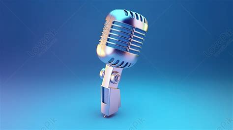 시선을 사로잡는 3d 렌더링 및 일러스트레이션 마이크를 사용한 생동감 넘치는 파란색 색조 마이크 배경 색조 배경 파란색 그림 배경 이미지 Hd 마이크 색조 파란색