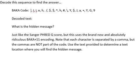 Decode This Sequence To Find The Answer BAKA Code Chegg Com