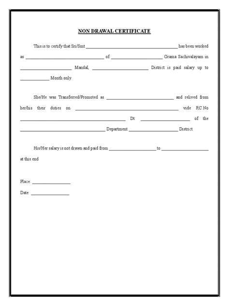 Non Drawal Certificate Pdf