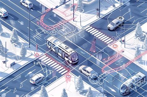 Autonomous Vehicles Navigate Urban Intersection Smart City Traffic Management System Optimizes