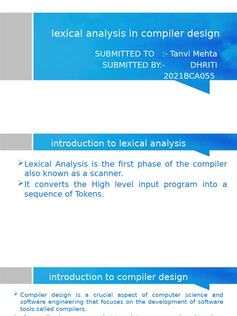 lexical analysis in compiler design pdf compiler assembly language