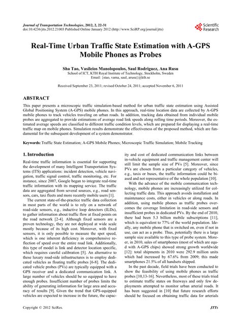 Pdf Real Time Urban Traffic State Estimation With A Gps Mobile Phones