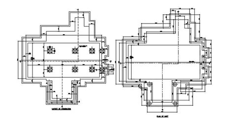 Plan Of Raft Foundation And Foundation Layout Are Give In This Autocad Dwg Drawing File