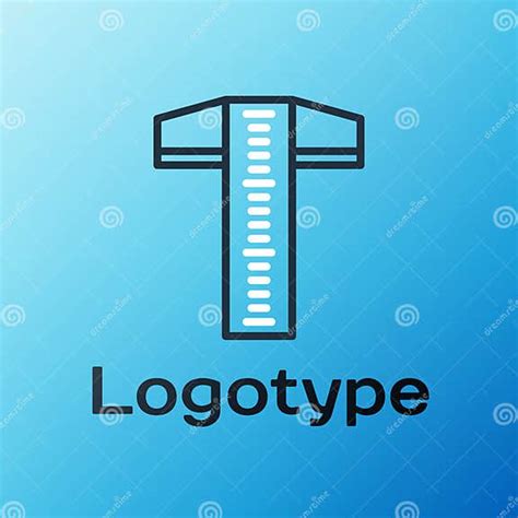 Line T Square Line For Professional Drafting Icon Isolated On Blue Background Colorful Outline