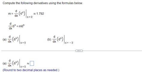 Solved Compute The Following Derivatives Using The Formulas Chegg Com