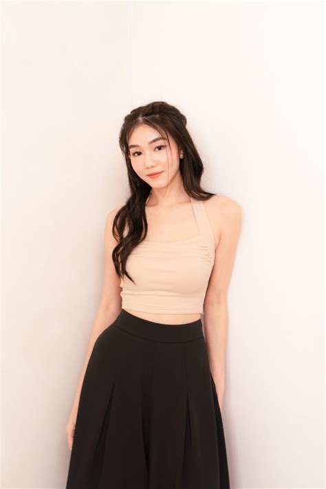 Bare Basic Luna Halter Top In Ivory Beige Mikayla