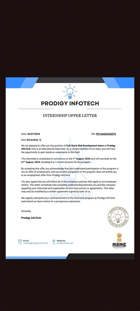 Srivarshan S On Linkedin Prodigyinfotech Fullstackwebdevelopment