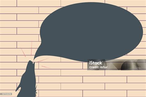 평면 디자인 벡터 일러스트 레이 션 빈 Esp 서식 파일 복사 공간 텍스트 광고 홍보 포스터 전단지 웹 배너 늑대 머리 가리키는 상향 짖는 치열 한 연설 거품의 문서 윤곽선