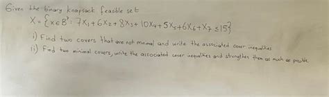 solved given the binary knapsack feasible set x {xeb² 7x₁