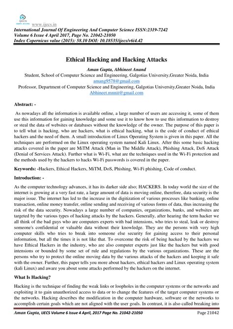 Pdf Ethical Hacking And Hacking Attacks