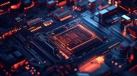 Closeup Of A Microchip With Glowing Circuits Premium Ai Generated Image