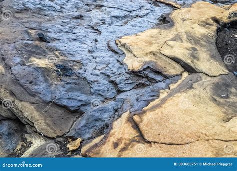 Amazing Basalt Rock Structures At Endless Black Beach Of Iceland Stock