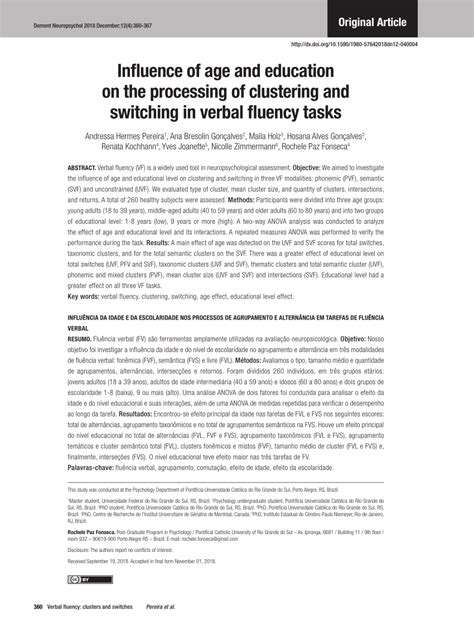 pdf influence of age and education on the processing of clustering