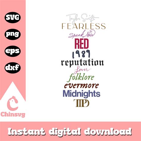 Taylor Swift Albums Colorful Svg Albums Svg Taylor Swift Svg Chinsvg