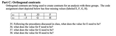 Part C Orthogonal Contrasts Orthogonal Contrasts Are Chegg