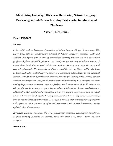 Pdf Maximizing Learning Efficiency Harnessing Natural Language