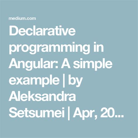 Declarative Programming In Angular A Simple Example