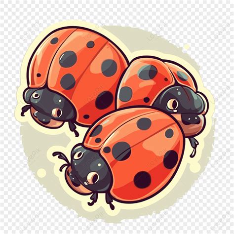 灰色背景剪貼畫上的三個卡通瓢蟲貼紙 向量 卡通貼紙eps圖案素材免費下載，可愛卡通圖片，尺寸4267 × 4267px Lovepik