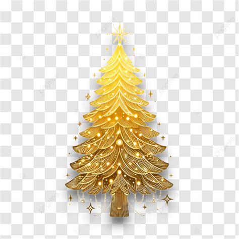 투명한 배경에 멋진 장식과 화환을 갖춘 3d 화려한 황금 크리스마스 트리 투명한 배경에 멋진 장식과 화환을 갖춘 3d 화려한