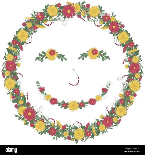 A Smiley Face Of Flowers Wreath Smiles Stock Vector Image And Art Alamy