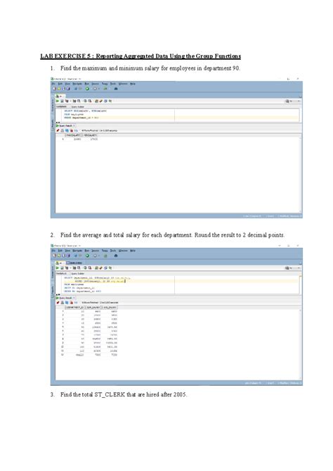 Lab Exercise 5 Lab Exercise 5 Reporting Aggregated Data Using The Group Functions 1 Find