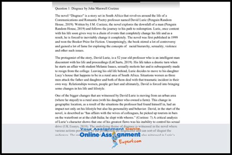 Literature Assignment Sample From Online Assignment Expert