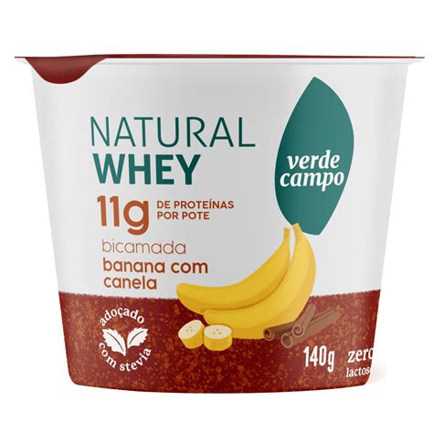 Iogurte Natural Whey Colherável Bicamada Banana Com Canela 11g De
