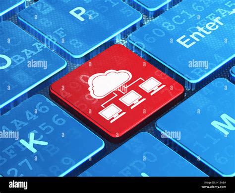 cloud networking concept cloud network on computer keyboard background