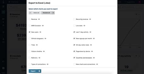 export dashboards to excel sheets