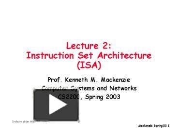 Lecture Instruction Set Architecture ISA Presentation Free To View