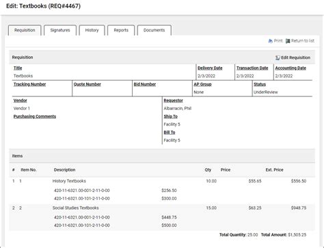 Pur Edit Requisitions