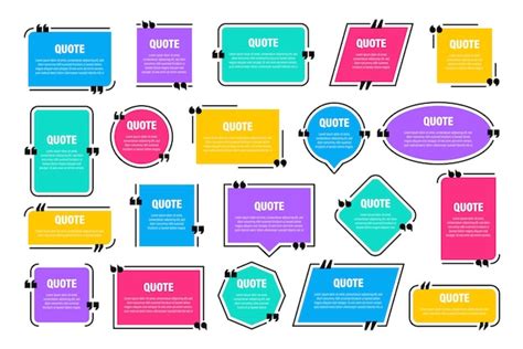 Premium Vector Set Of Colorful Isolated Quote Frames Speech Bubbles