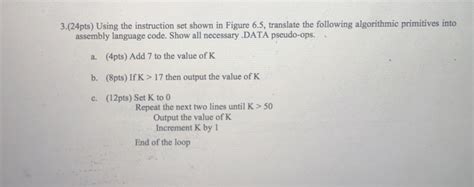 Solved 324pts Using The Instruction Set Shown In Figure