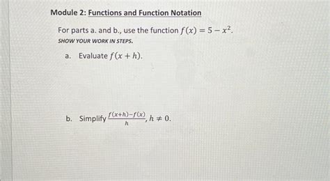 Solved Module 2 Functions And Function Notation For Parts