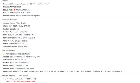 Typescript Angular Client Blocking Authorization Header Stack