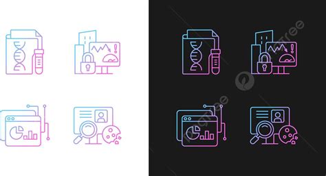 Gradient Icons Set For Light And Dark Mode Featuring Various Sensitive