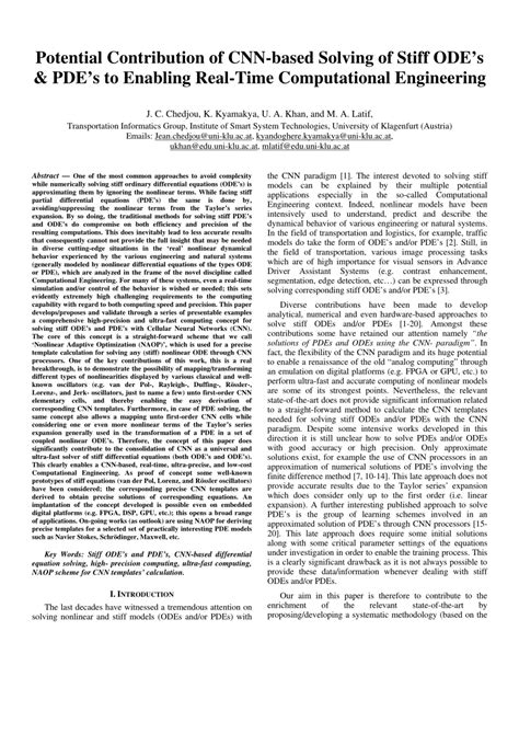 pdf potential contribution of cnn based solving of stiff odes and pdes
